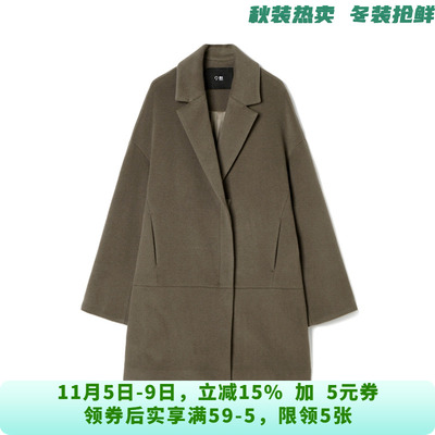 羊毛毛呢长款长袖西装领