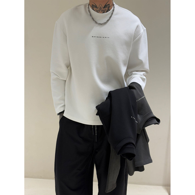 冬季字母圆领加绒打底衫宽松