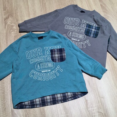 0540断码包邮8090100110120130cm春秋款纯棉毛圈 男童拼布长袖衫