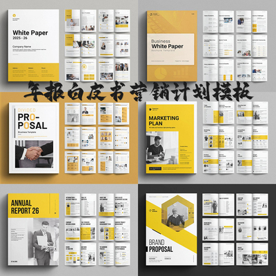 Indesign模板6套A4 营销计划公司简介提案项目建议白皮书宣传画册