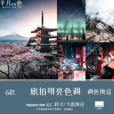 capture one样式 日系旅拍风光明亮通透调色滤镜 C1飞思预设CO966