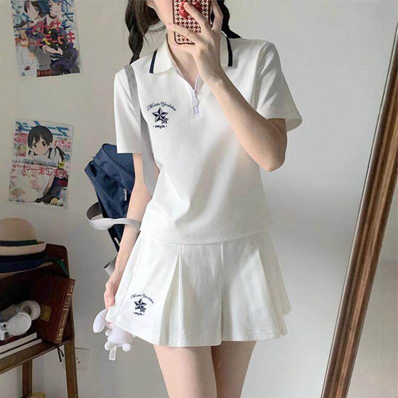 运动服百褶短裙套装少女夏装2026新款初中高中学生Polo领洋装子