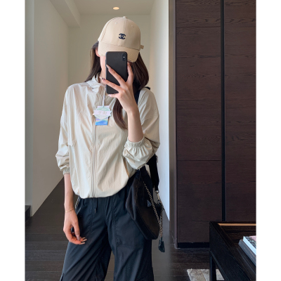 AMR UU◆夏日防晒神器 凉感舒适慵懒风薄短款连帽外套防晒衣女新