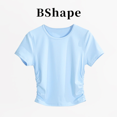 BShape奶油T  百搭短袖休闲速干螺纹莱卡运动瑜伽显瘦裸感透气715