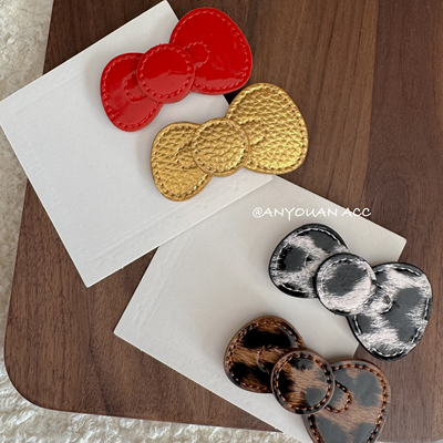 真皮哒～高品质手工蝴蝶结发夹女童甜美额前刘海夹高级质感发饰