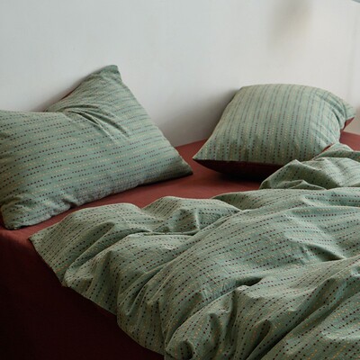 日式复古全棉色织文艺风小清新四件套A类水洗棉几何波点线段床品