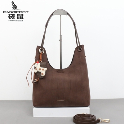 BANDICOOT袋鼠女包2025新款棕色麂皮托特包通勤百搭腋下包高级感
