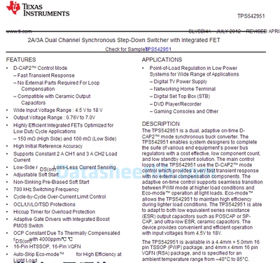 进口芯片TPTPS542951