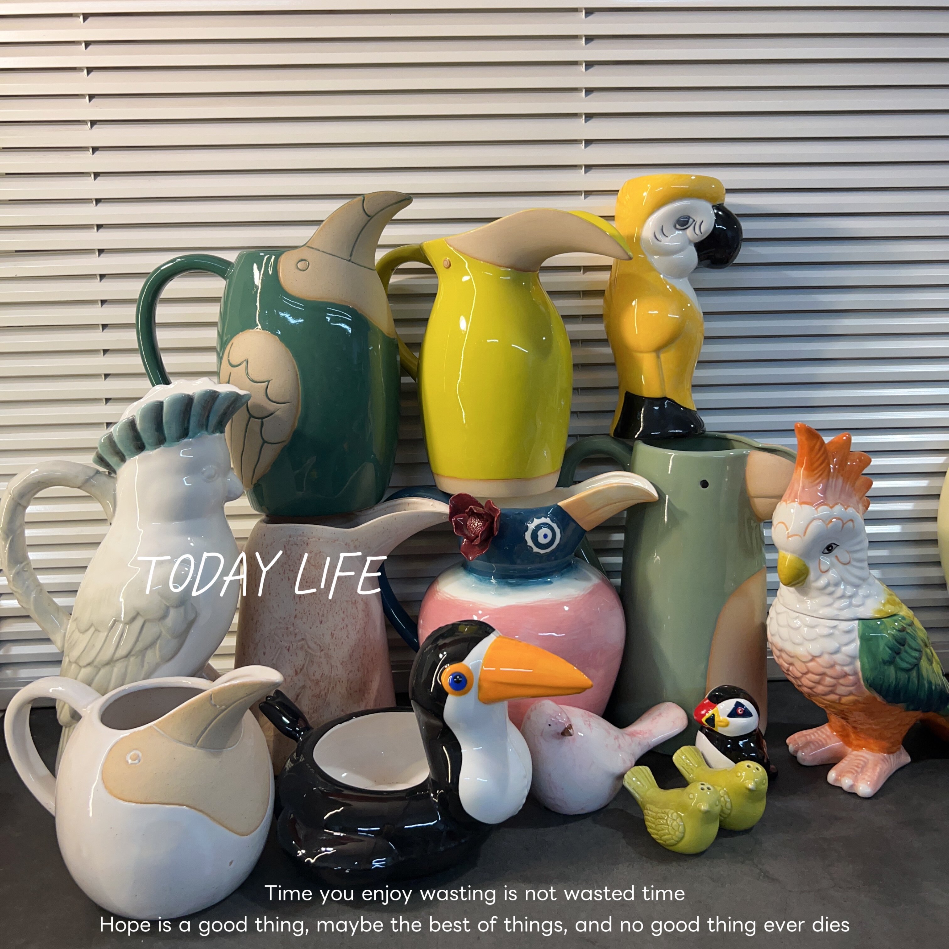 外贸尾单孤品 鹦鹉大嘴鸟系列 花鸟小鸟 花瓶 烛台粉瓶装饰摆件