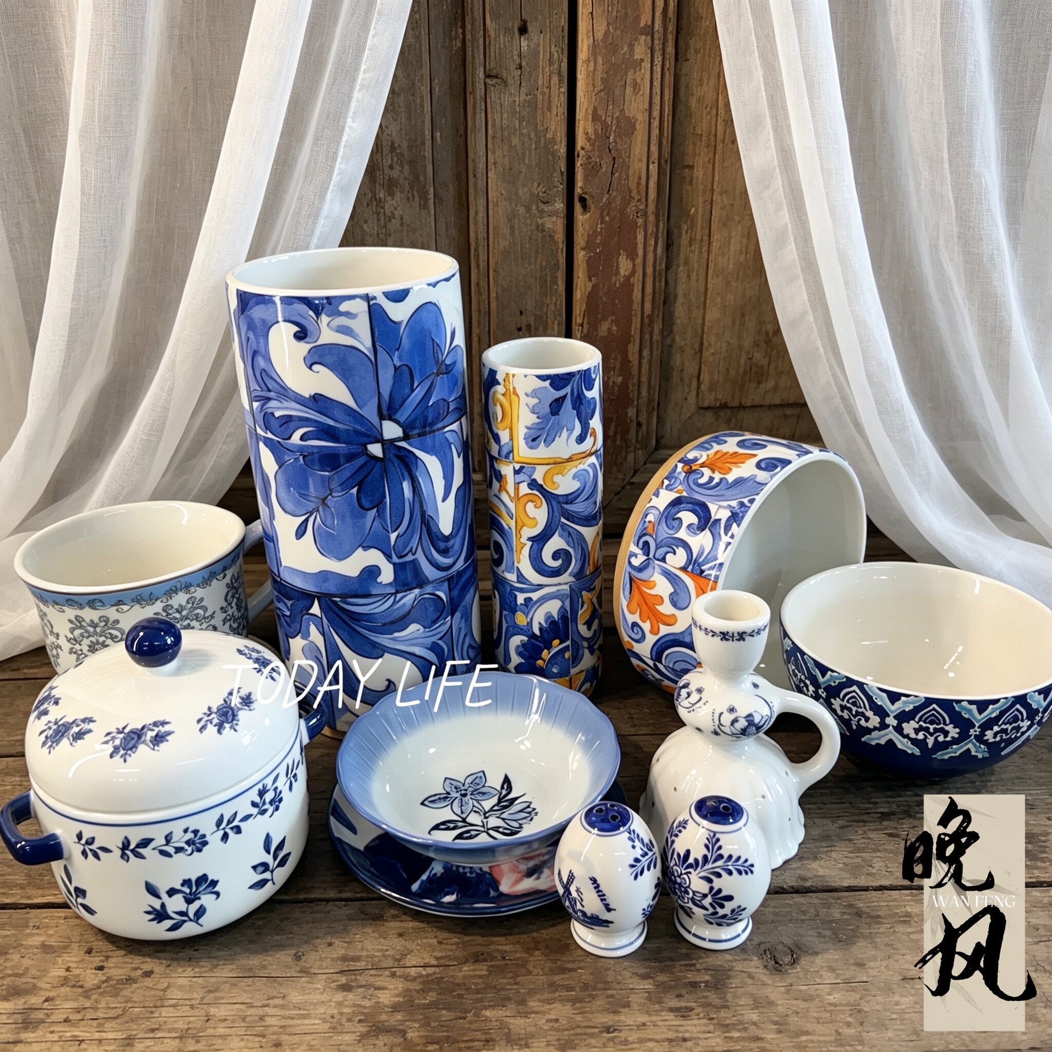 外贸出口尾单 微瑕捡漏!艺术青花系列 彩绘浮雕餐具 饭碗 花瓶