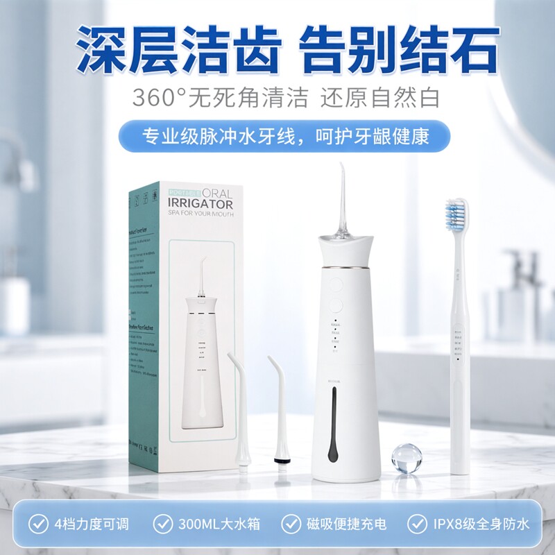 家用便携式口腔冲牙器去结石洗牙器水牙线电动脉冲式磁吸感应充电