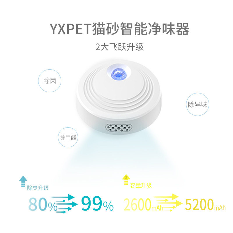 宠物猫砂盆除味器红外感应空气净化智能猫咪除臭器充电室内净味器