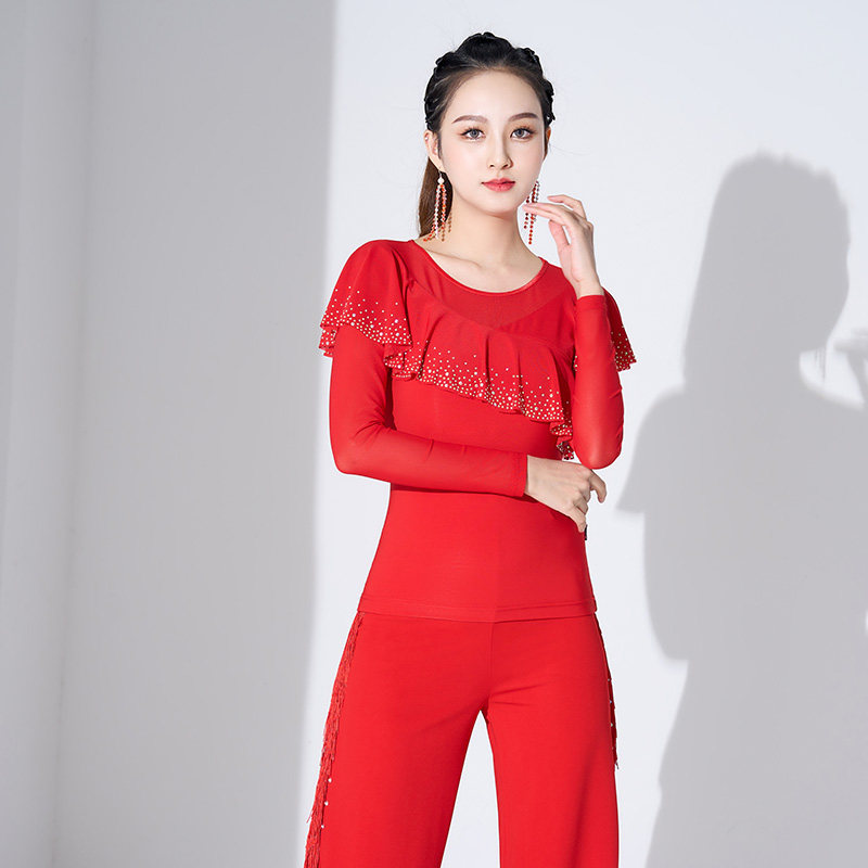 艺尚舞新款拉丁舞练习服吉特巴舞表演长袖广场舞高档舞蹈上衣2257