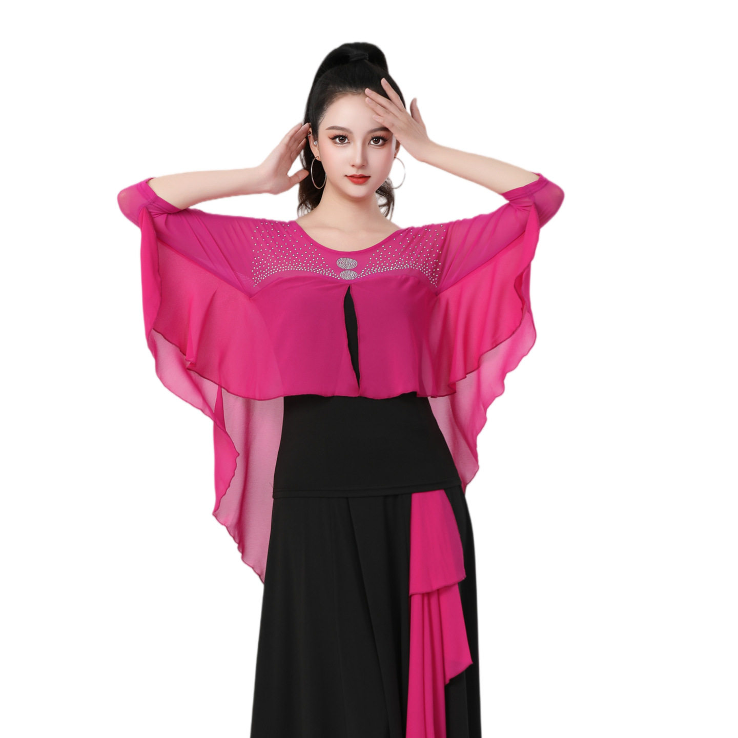YX-936吉特巴摩登舞上衣女拉丁舞练功服广场舞华尔兹国标舞七分