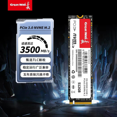 全新长城GW3500 256G 512G 1TB NVME协议台式机笔记本固态硬盘