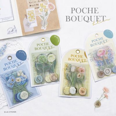 花束火漆蜡封造型PVC袋装贴纸