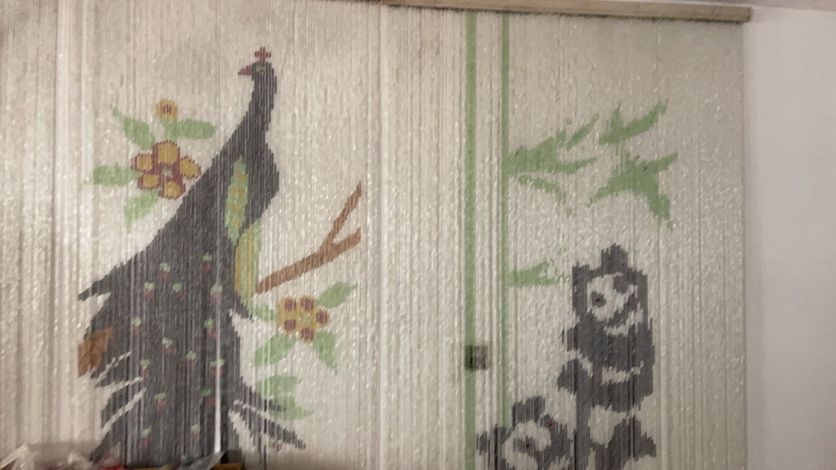 库存老货饰品长管琉璃珠帘隔断门帘各种图案隐私防蚊0.9M宽2M高