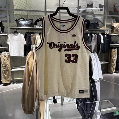 Adidas三叶草男女款时尚印花宽松圆领运动背心JM9954 JM9953