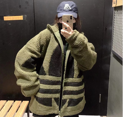 三叶草羊羔绒夹克外套