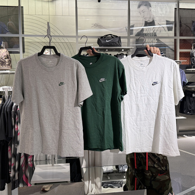 正品Nike耐克男子重磅高质感纯棉刺绣logo后背印花短袖T恤 FN3698