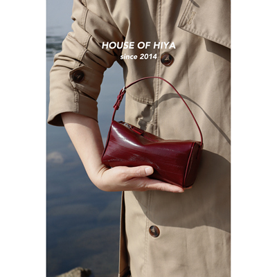 HOUSEOFHIYA头层牛皮鳗鱼纹包