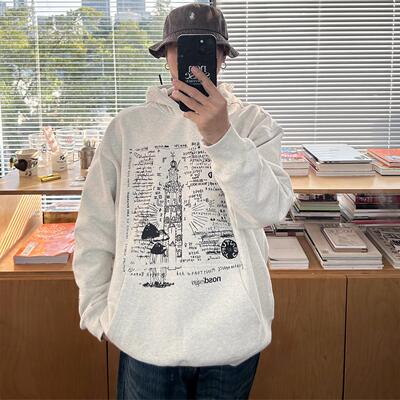 NOSD by BUllSHITLAB 24FW 音乐系列 520克抓绒做旧插画连帽卫衣
