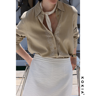 KOKIA天丝麻感缎面松紧腰短裙