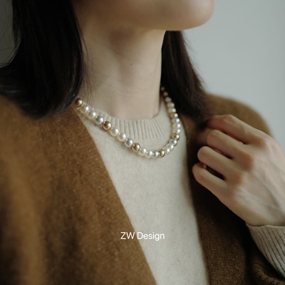 韩式日系焦糖色项链松弛温柔慵懒