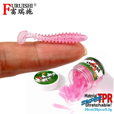 出口海外根钓浮水软饵miniT尾路亚软饵瓶装软虫淡水海钓迷你t尾