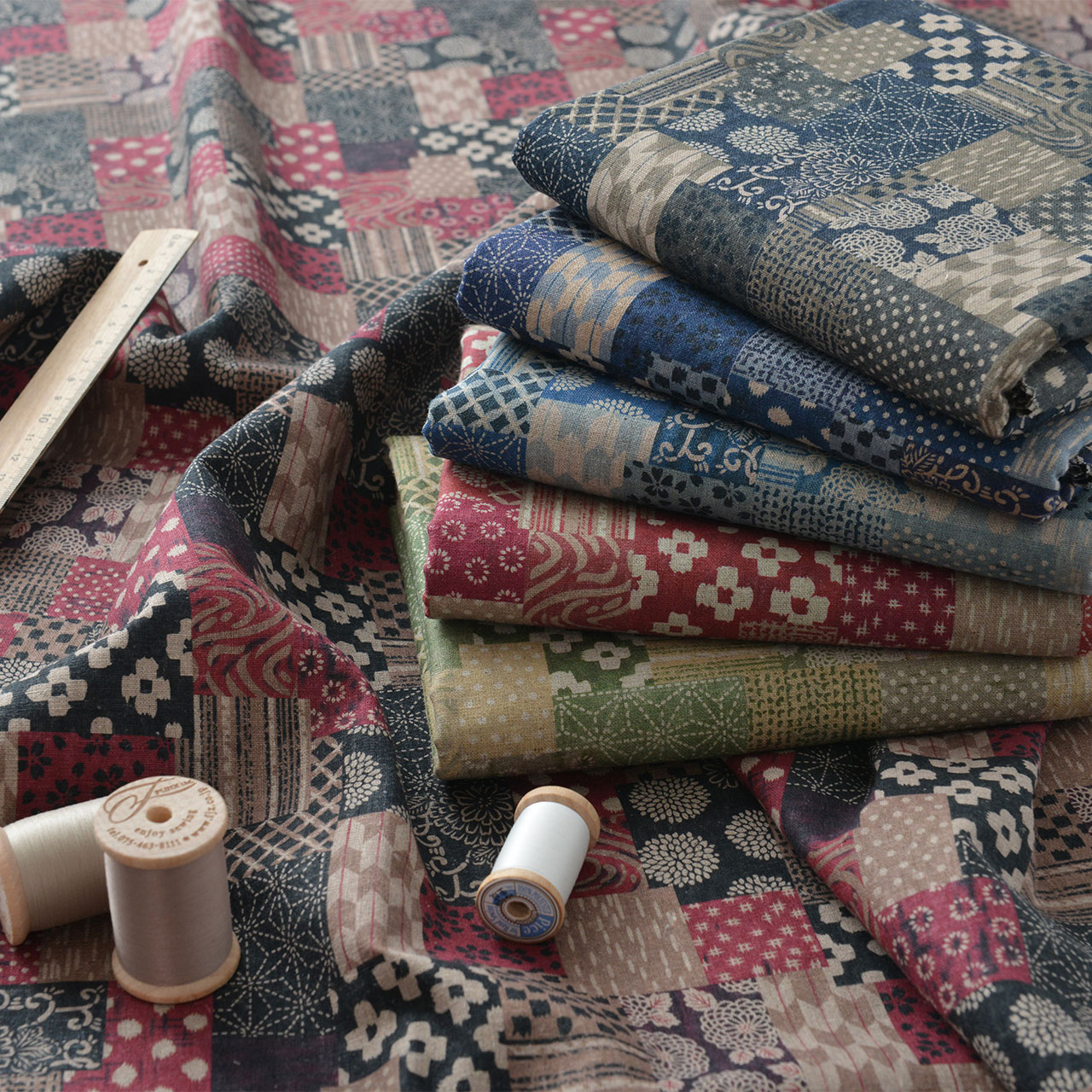 棉麻布料zakka风格手工diy家居装饰布料背景布书衣抱枕布拼花暗纹_虎窝淘