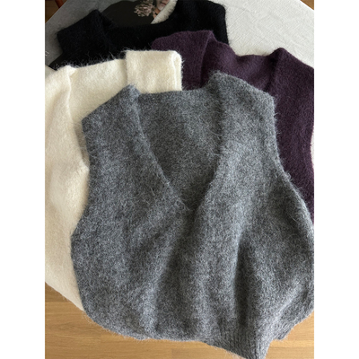 针织马甲背心女叠穿坎肩V领无袖