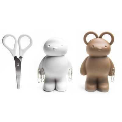 正品泰国QUALY Teddy小熊剪刀回形针座吸磁铁多功能 德国直邮
