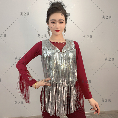 流苏亮片开衫马夹亮闪闪表演服