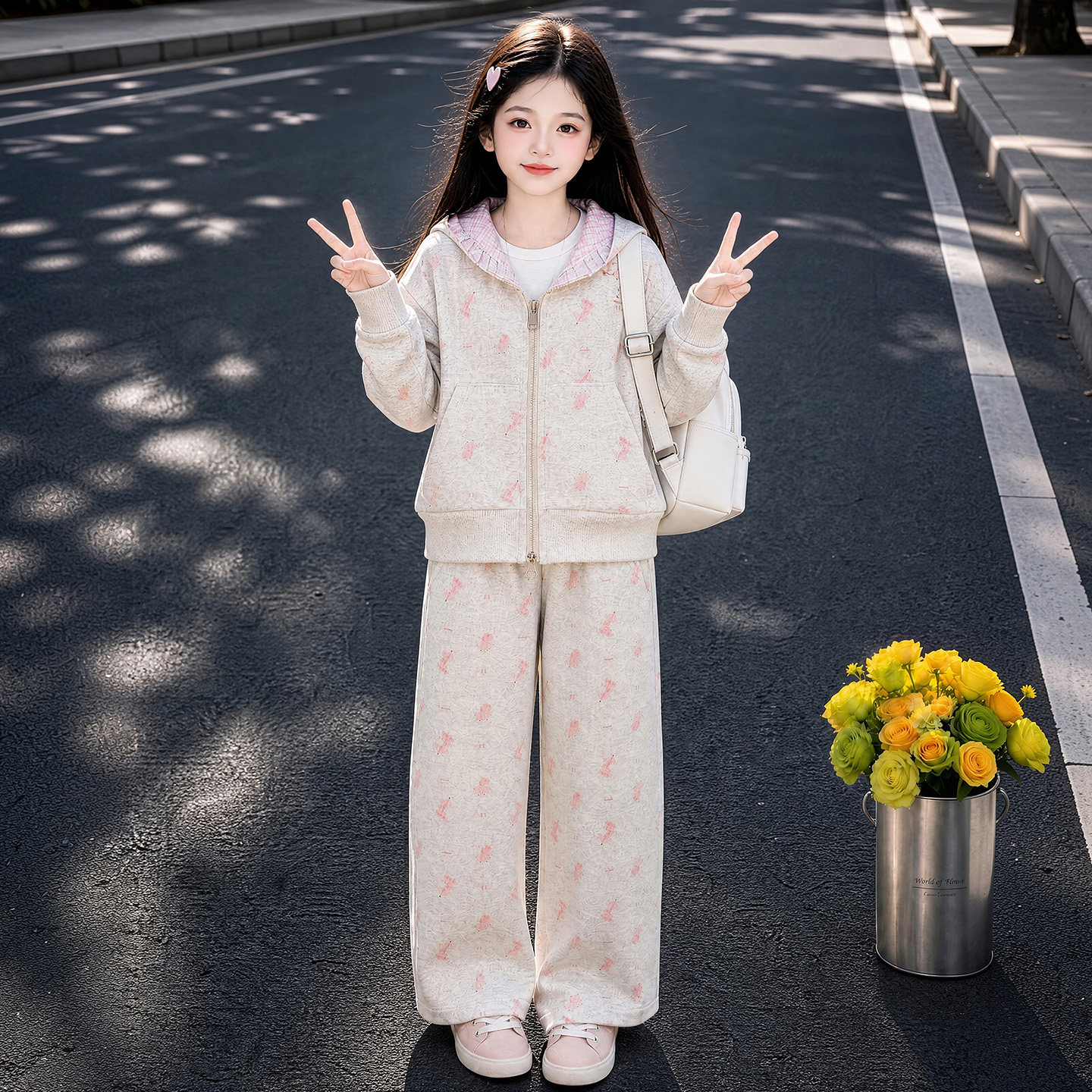 女童春秋款卫衣套装2026新款儿童洋气中大童外套运动裤秋装两件套