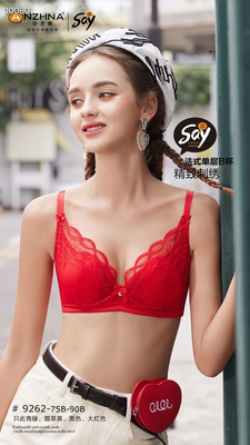 正品安芝娜9262B杯水晶杯记忆软钢圈聚拢小胸薄款大红
