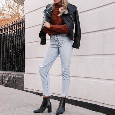 清仓现货Nobody Denim超高腰浅蓝色破洞宽松老爹九分男友牛仔裤女