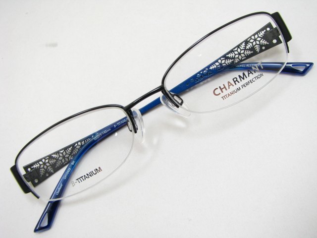 Charmant夏蒙Beta钛近视眼镜框架CH10429黑色紫色半框休闲女款_虎窝淘