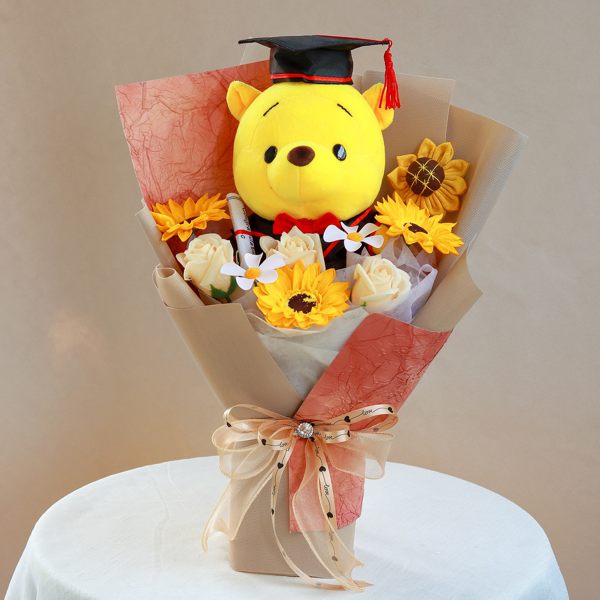 卡通花束娃娃毛绒玩偶小熊仿真玫瑰花送女朋友老婆同学生日礼物