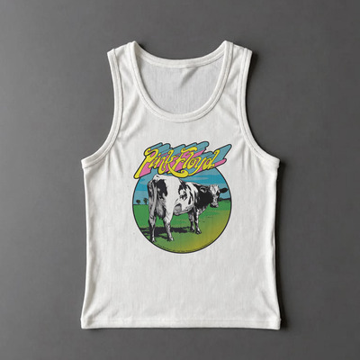 pink floyd atom heart mother 奶牛男女宽松夏季吊带背心无袖T恤