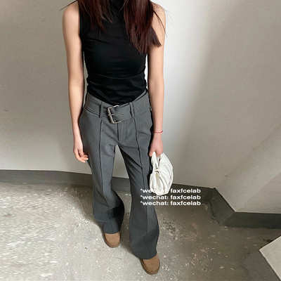 FAXFCE大腰带低腰喇叭裤