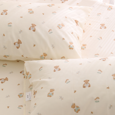 小清新泰迪熊儿童枕套30x50纯棉