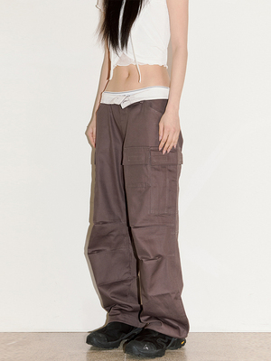 Raucohouse韩代口袋工装长裤