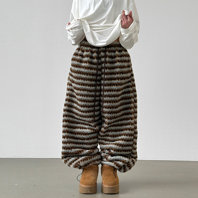 Localmansion韩代条纹抽绳长裤