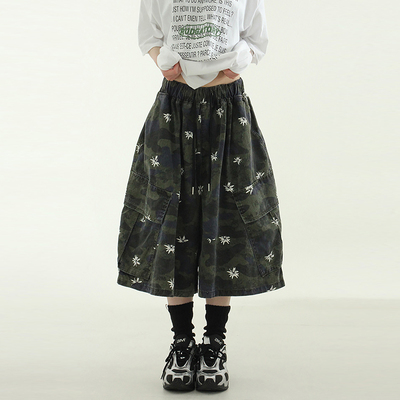 Localmansion韩代抽绳迷彩短裤