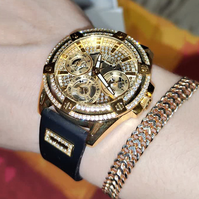 新款盖斯guess是手表女U1053L1镶钻镂空设计钢带石英表GW0464L1