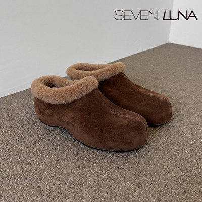 SEVEN LUNA~国内正品2025冬季加绒博肯鞋内增高保暖拖鞋女SLWC701