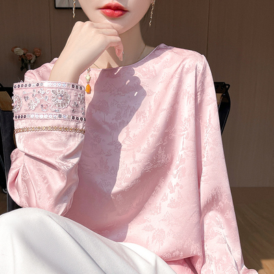 桑蚕丝提花新中式国风真丝衬衫