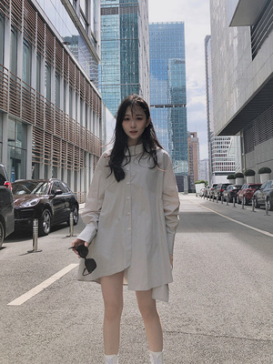 长袖纯棉衬衣宽松设计感慵懒