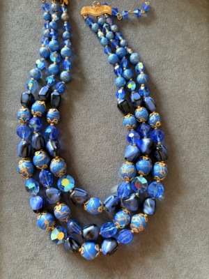 vintage中古vendome蓝色琉璃项链