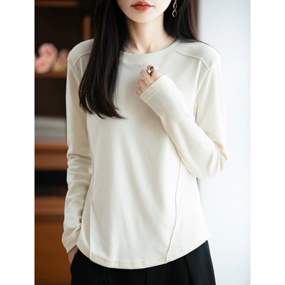 3575【德绒针织长袖T】好品质高弹无束缚圆领打底上衣